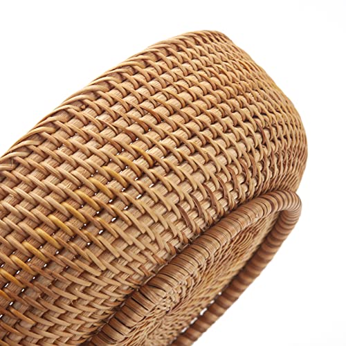 Round Rattan Fruit Baskets Woven Storage Bowls Key Holder Stackable for Shelf Kitchen Tabletop Natural Set of 3