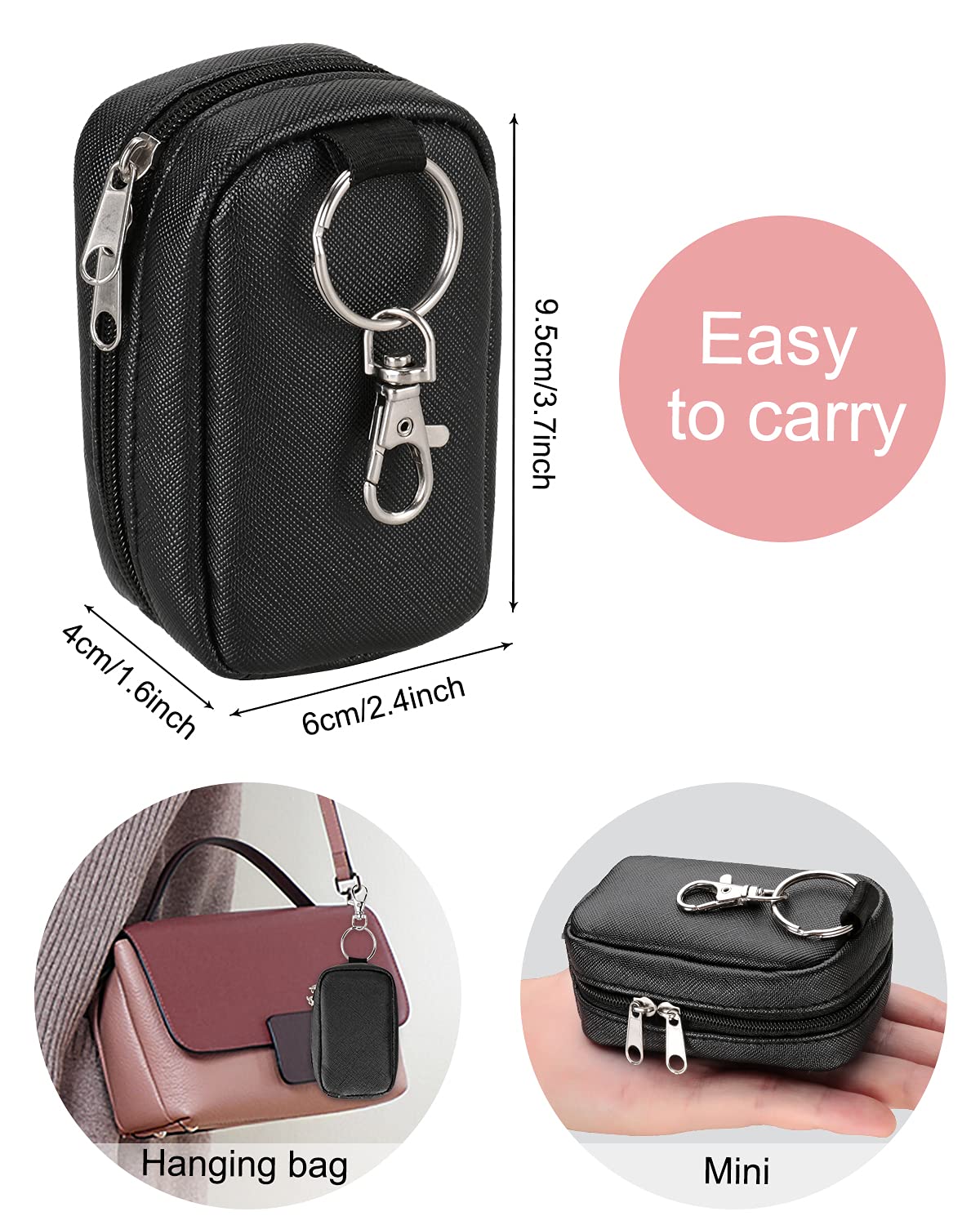 Meiiy Chapstick Holder Bag Small Lip Balm Sleeve Pouch Lipstick Portable Storage Bag Lip Gloss Case With Hook Accessories Gift for Women (balck)