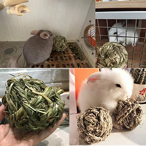 Rabbit Chew Ball Timothy Grass Grinding Small Animal Activity Play Chew Toys for Bunny Rabbits Hamster Guinea Pigs Gerbils