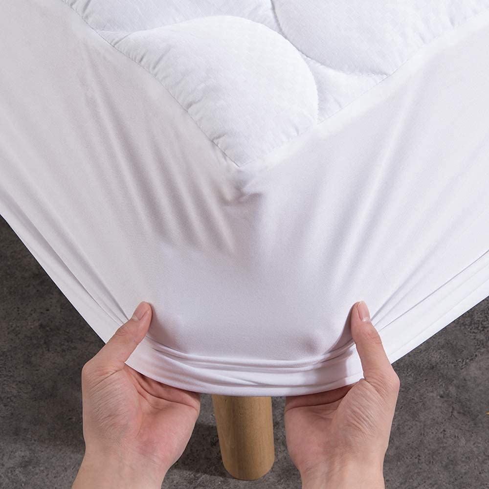 MANZOO Mattress Pad Mattress Protector Mattress Cover King Size Bed Mattress Topper Mattress Toppers for King Bed, White