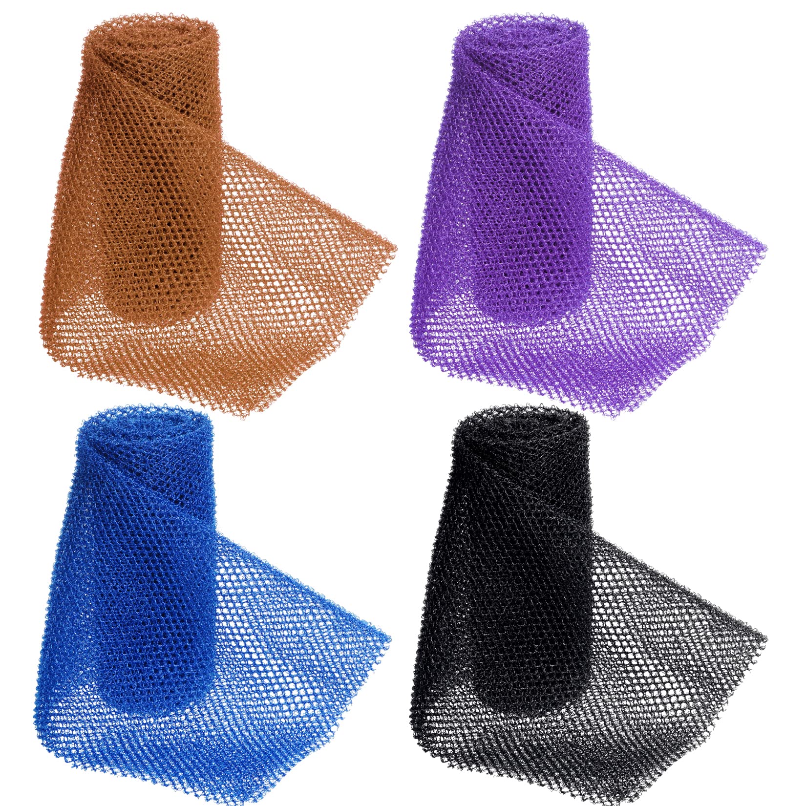 4 Pcs African Exfoliating Net, Fengek 31.5 Inch African Long Body Net Sponges Skin Back Scrubber for Daily Shower Bathing Exfoliating (Multicolor 1)