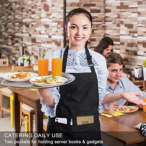 Jubatus 2 Pack Bib Aprons with 2 Pockets Cooking Chef Kitchen Apron for Women Men, Black