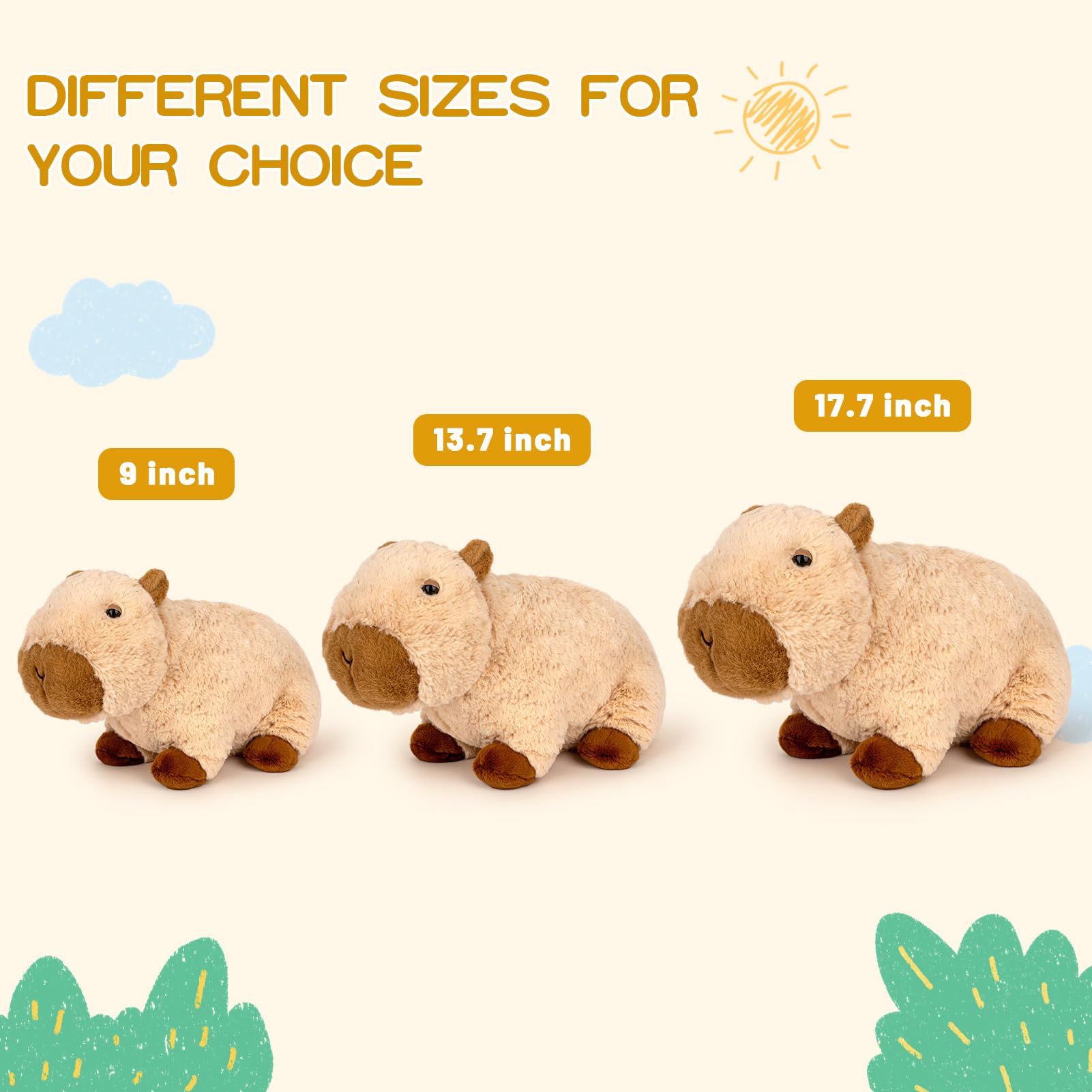 Adorlynetty Plushies Capybara Stuffed Animal Cute Capybara Plush Soft Capybara Plushie Pillows Collection for Kids(9Inch)