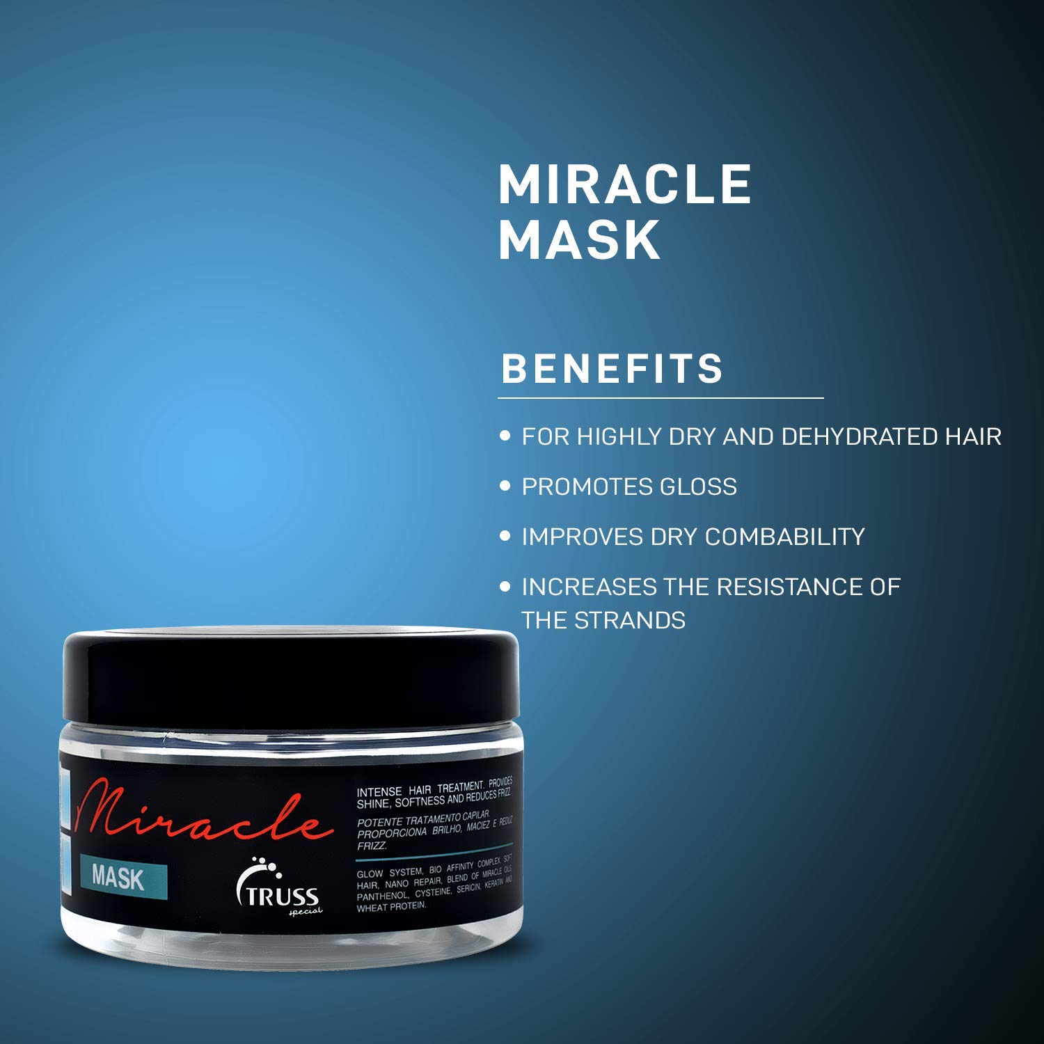 TRUSS Miracle Shampoo and Conditioner Set Bundle with Hair Mask and Amino Miracle Heat Protectant Spray