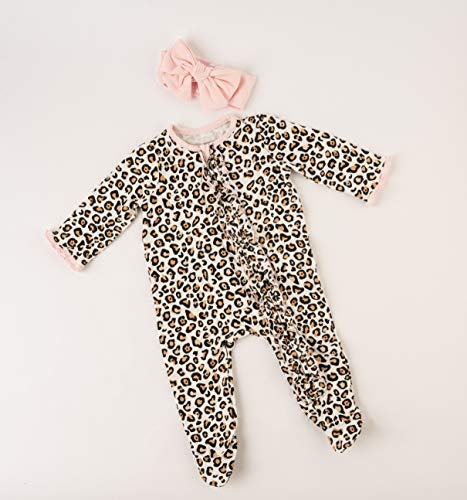 Mud Pie baby girls Mud Pie Leopard Headband Set, Multi, 0-3 Months and Toddler Sleepers, Multi, 3 Months US