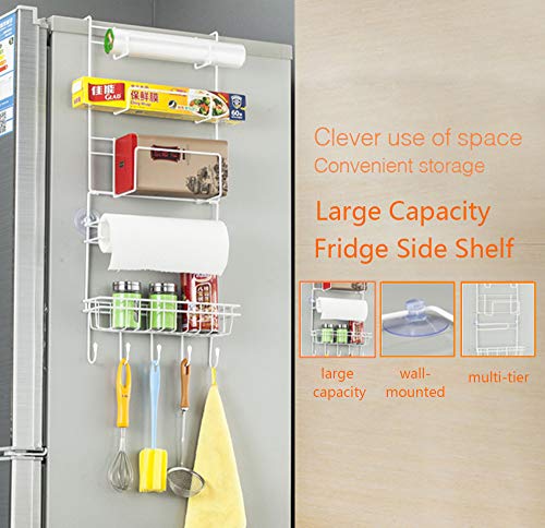 Ritioner Refrigerator Rack, Fridge Side Shelf Multi-Layer Sidewall Holder, Multifunctional Kitchen Supplies Organizer Household Hanging Hook Folding Fridge Storage for Narrow Spaces by Everyday Home