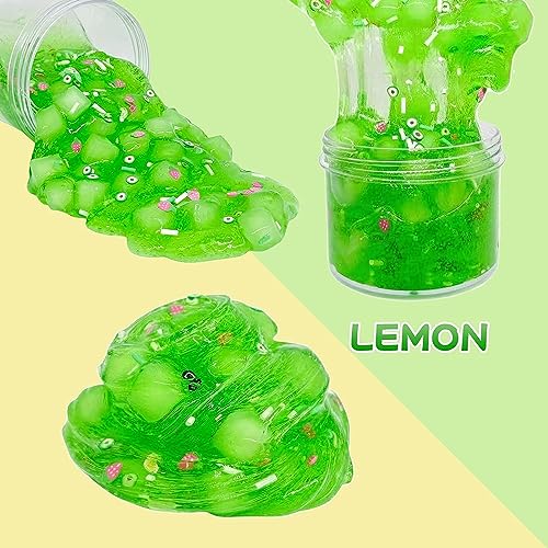 5 Pack Jelly Cube Crunchy Slime, Clear Slime Kit Super Soft and Non-Sticky, Birthday Gift Slime Party Favors for Girls and Boys