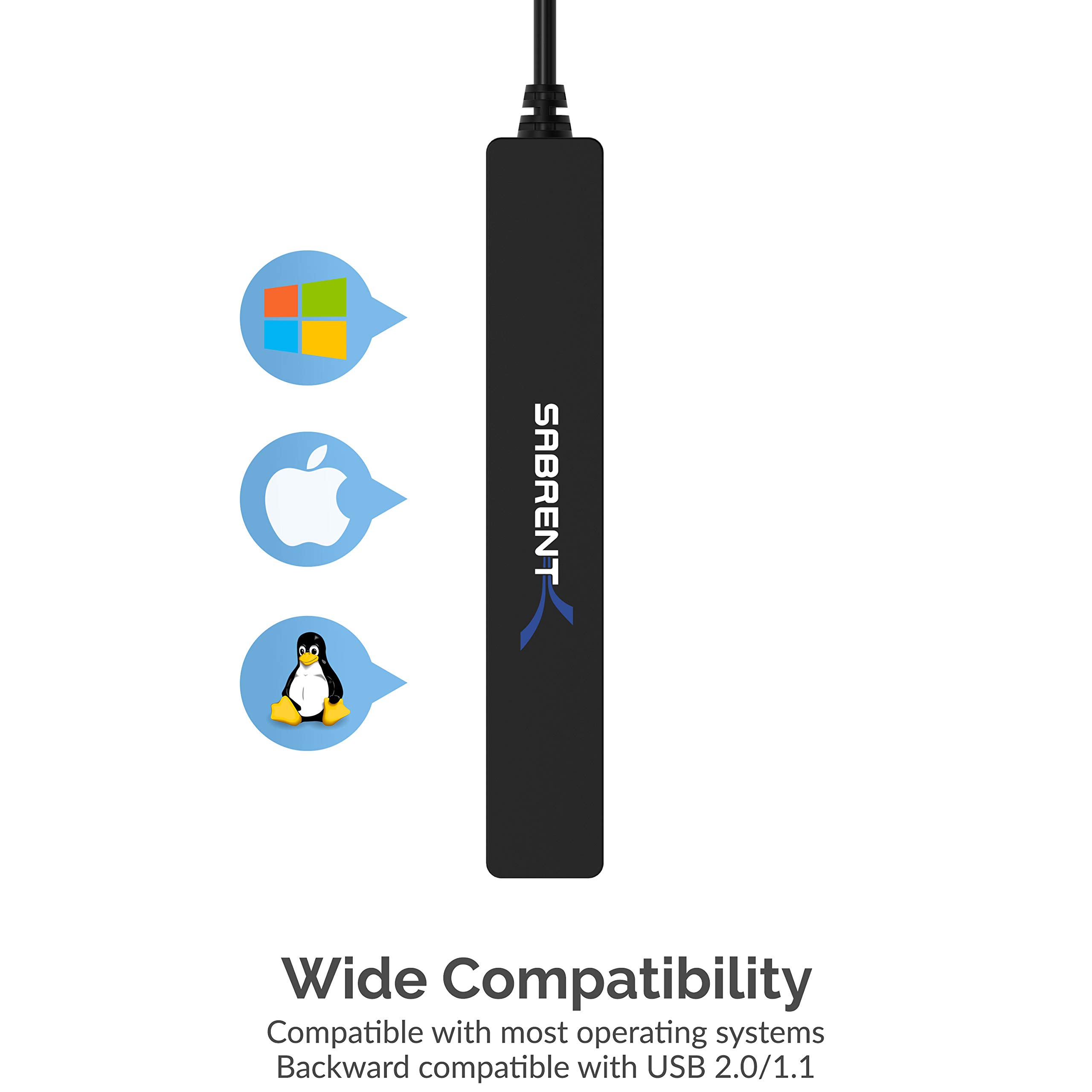 SABRENT 4 Port Portable USB 2.0 Hub + 4-Port USB 2.0 Hub with Individual LED lit Power Switches