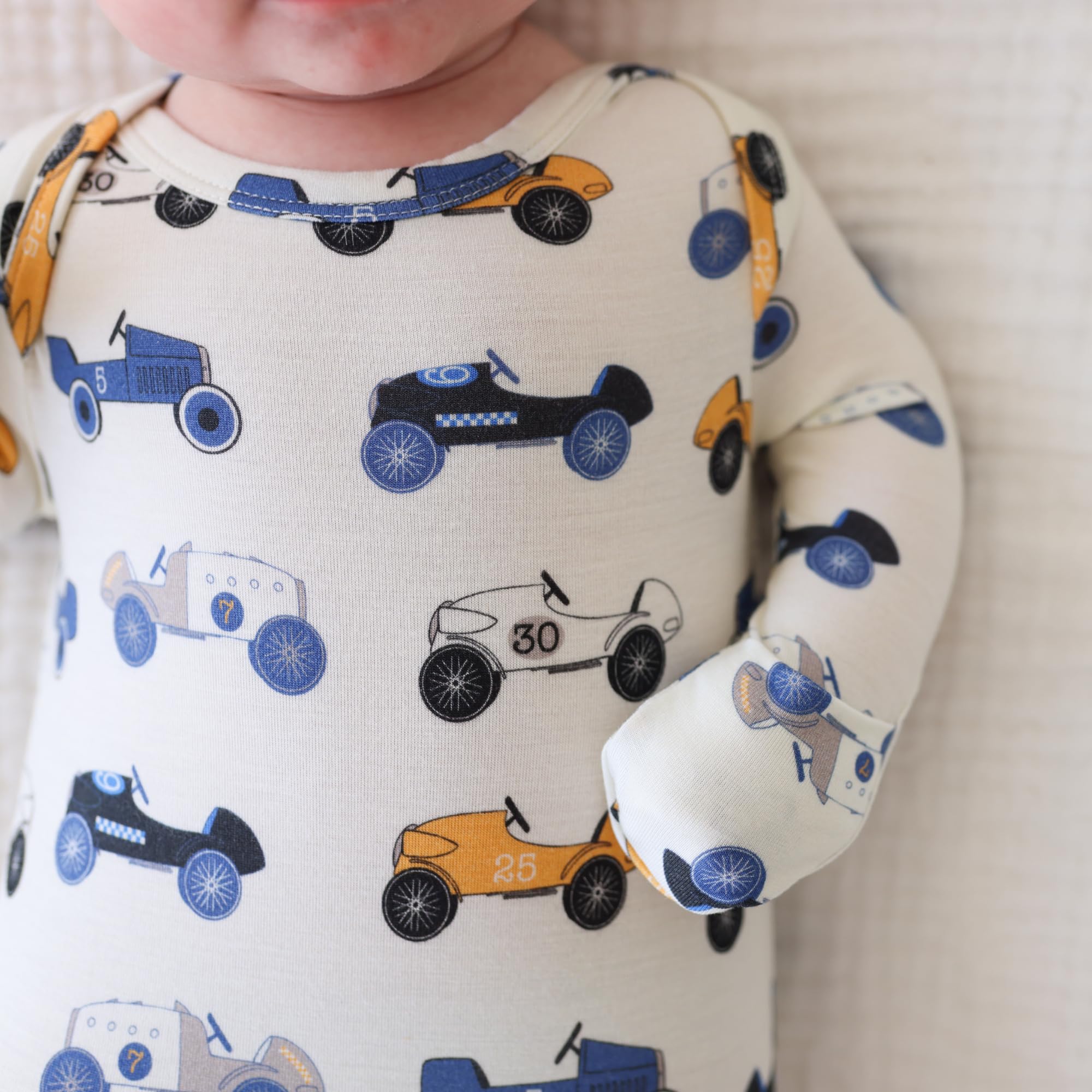 Posh Peanut Infant Gown - Unisex Soft Baby Clothes - Viscose from Bamboo Infant Layette Swaddle Wear- 0-3 Months (Enzo Knotted)