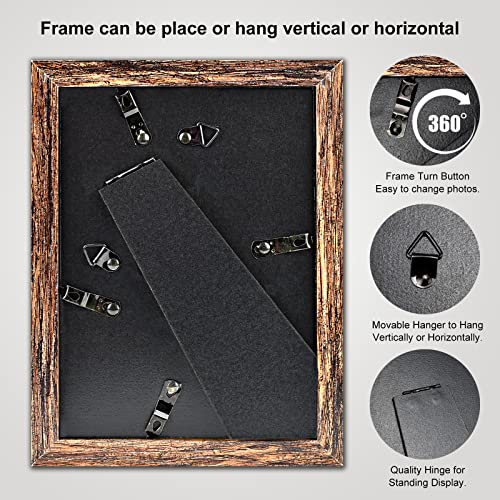 BEYAHELA 4x6 Picture Frame Set of 6, Rustic Farmhouse 4 x 6 Frame Bulk with Mat, Distressed Wooden Photo Frame for Table Top Display and Wall Mounting Rustic Picture Frame With HD Glass (Brown)