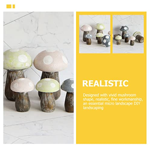 ABOOFAN Artificial Plants 2pcs Tiny Mushrooms Mini Mushroom Miniature Figurines Artificial Mushroom Statue Resin Mushroom Model for Landscape Plant Pot Bonsai Craft Home Decor