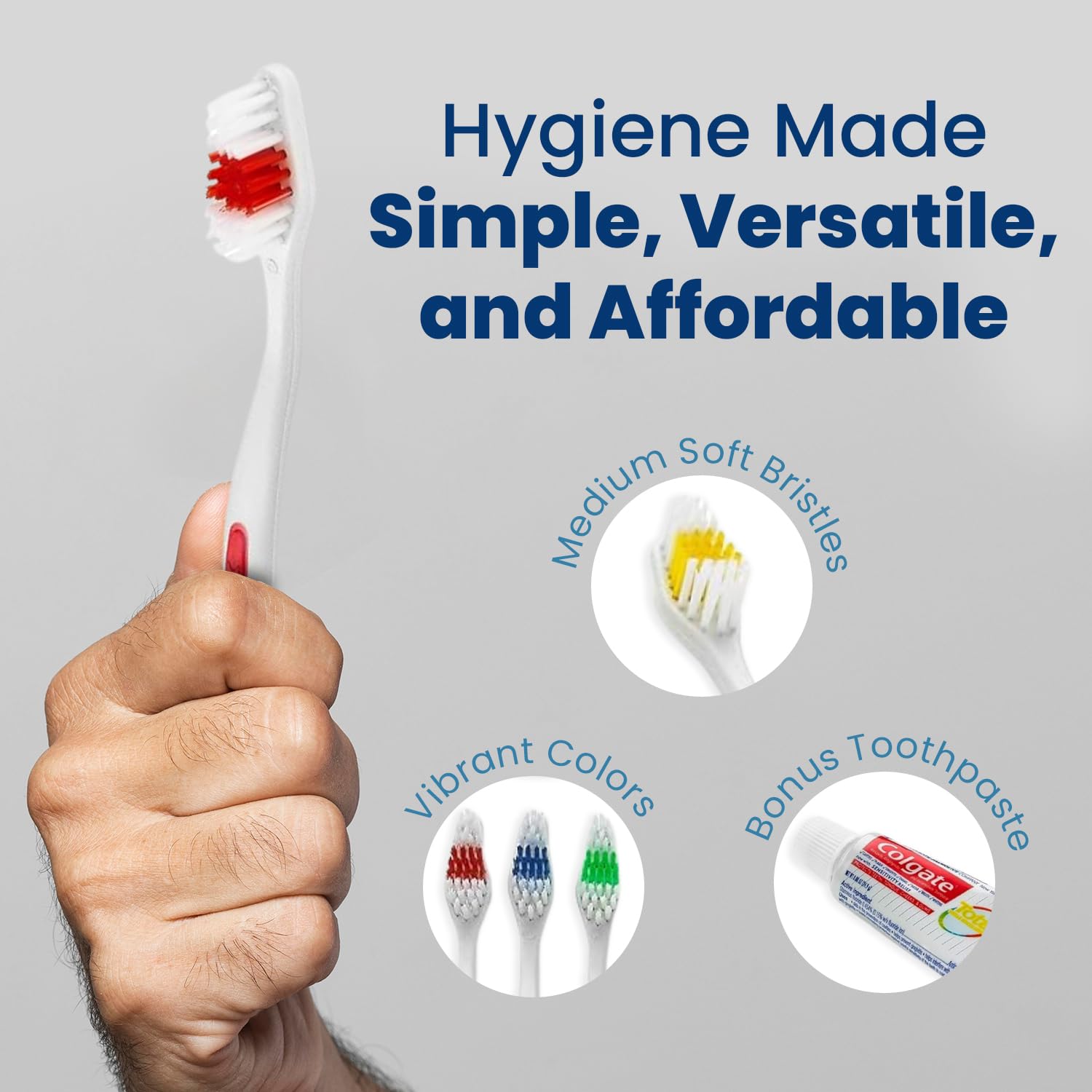 Variety Savings 40 Toothbrushes Bulk Wholesale Quantity Standard Size, Dental Care Toiletries, Medium Soft Bristles, Individually Wrapped, Homeless Care, Disposable Use, Hotels, Travel,