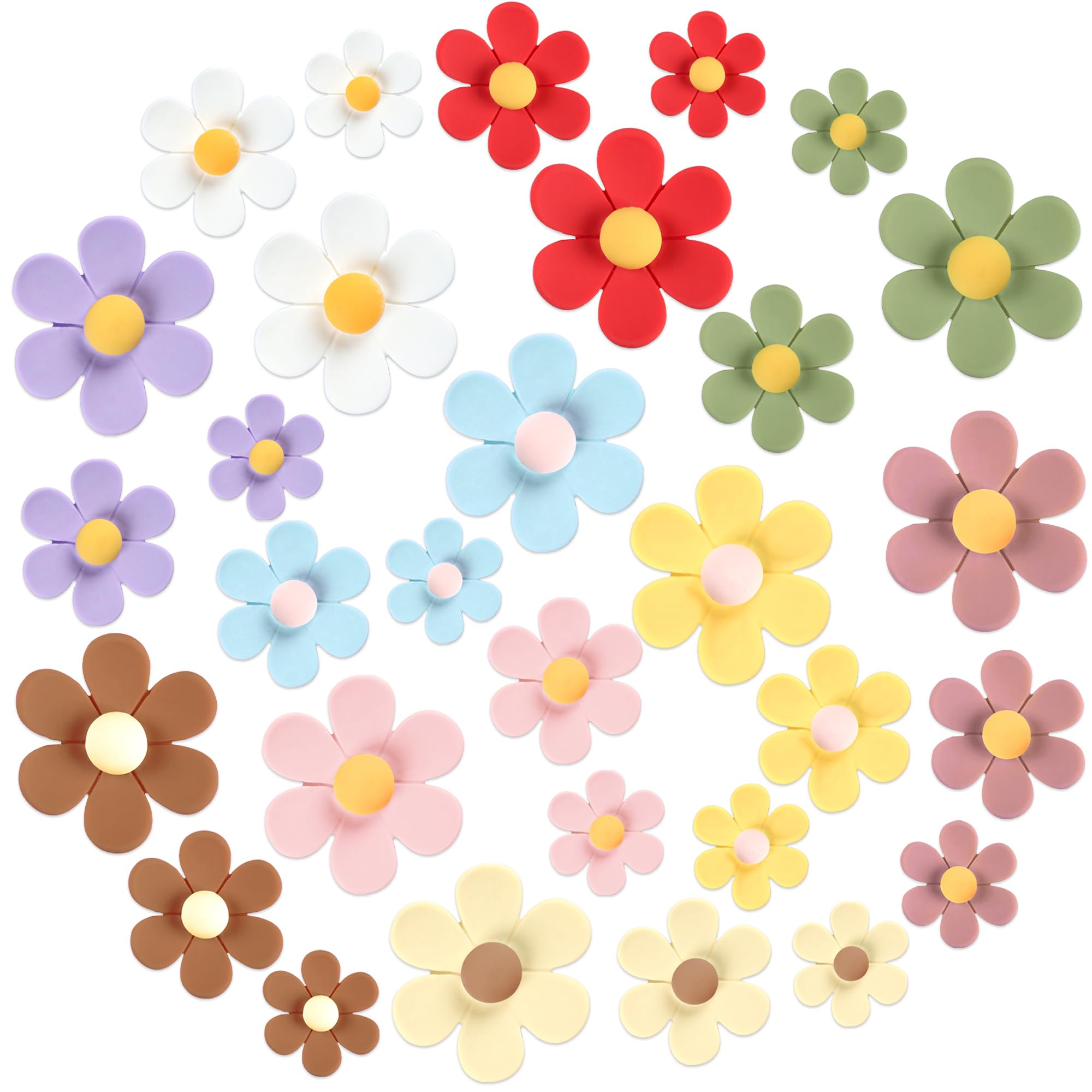 30 PCS Flower Fridge Magnet Daisy Refrigerator Magnets Colorful Flower Fridge Magnets 3D Cute Flower Refrigerator Door Decorations for Whiteboard Fridge Office Locker Photo Decor