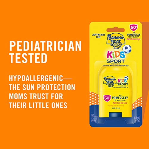 Banana Boat Kids Sport Broad Spectrum Sunscreen Stick with SPF 50, 0.5 Ounce