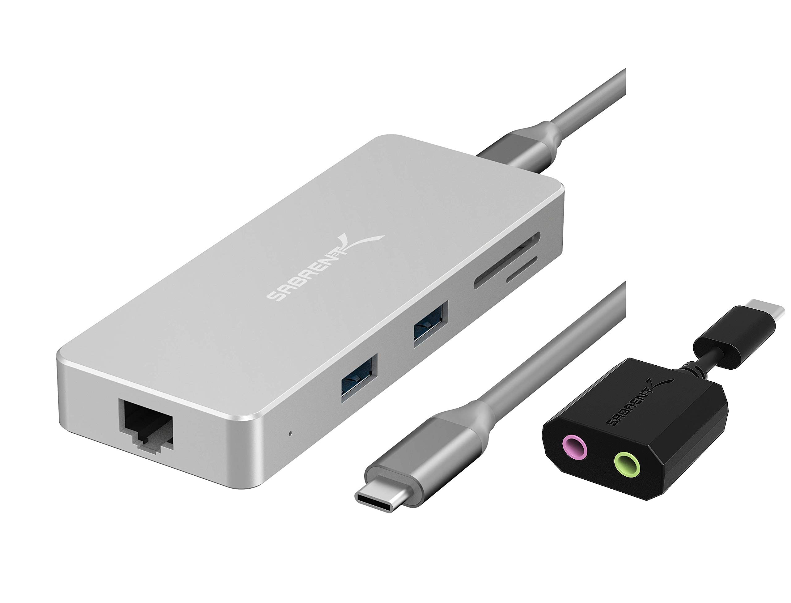 Sabrent 9 in 1 USB C HUB for Windows & Mac + USB Type-C External Stereo Sound Adapter