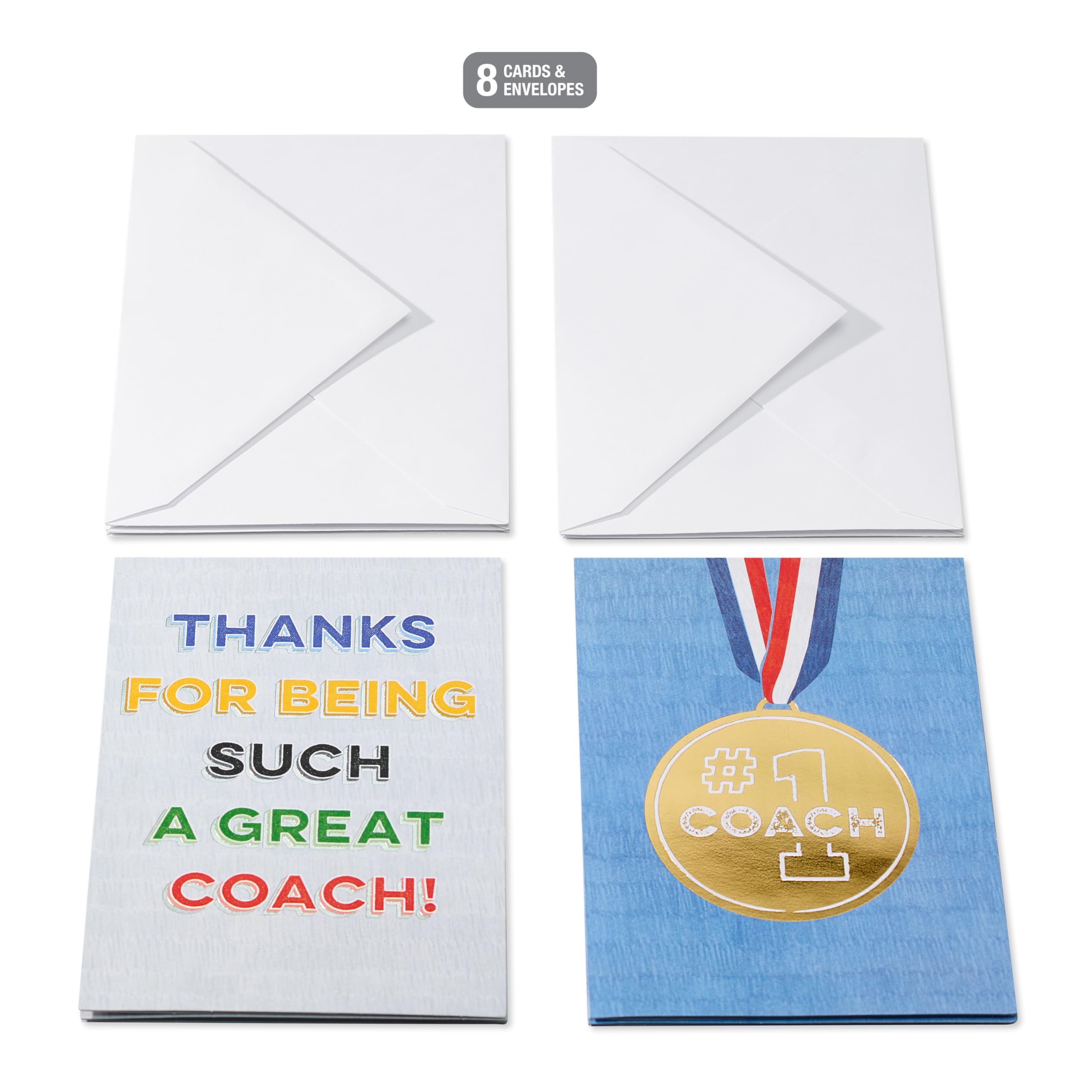 American Greetings Thank You Cards with Envelopes For Coach, Number 1 Coach Medal (8-Count)