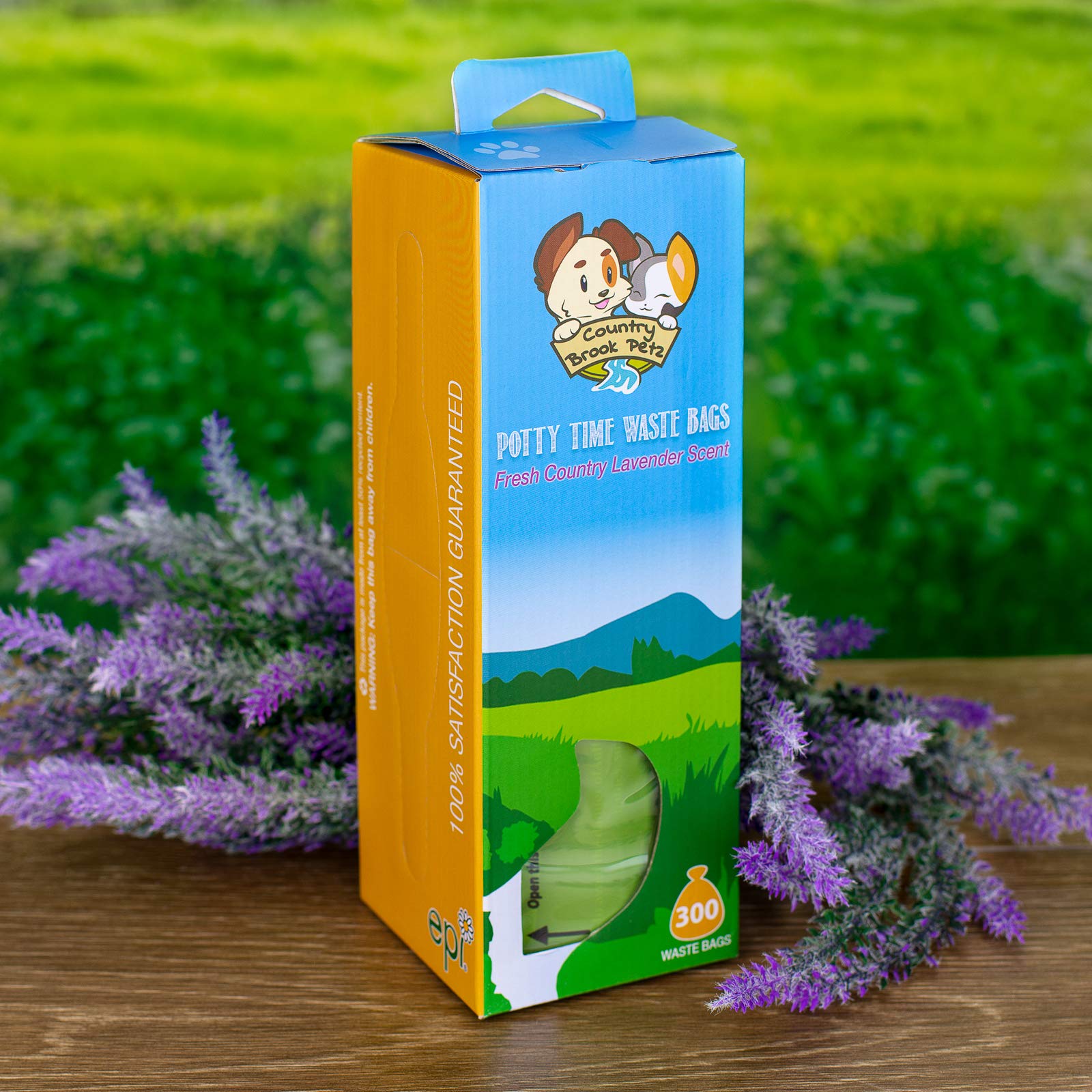 300 Count Country Brook Petz - Lavender Scented Potty Time Waste Bags, Single Roll