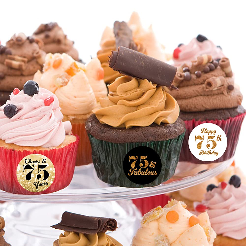 270 PCS Black Gold 60th Birthday Stickers,9 Design Self Adhesive Circle Label Stickers, Birthday Envelope Seals Candy Stickers,Birthday Party Chocolate Stickers,Candy Stickers.(035) (75)