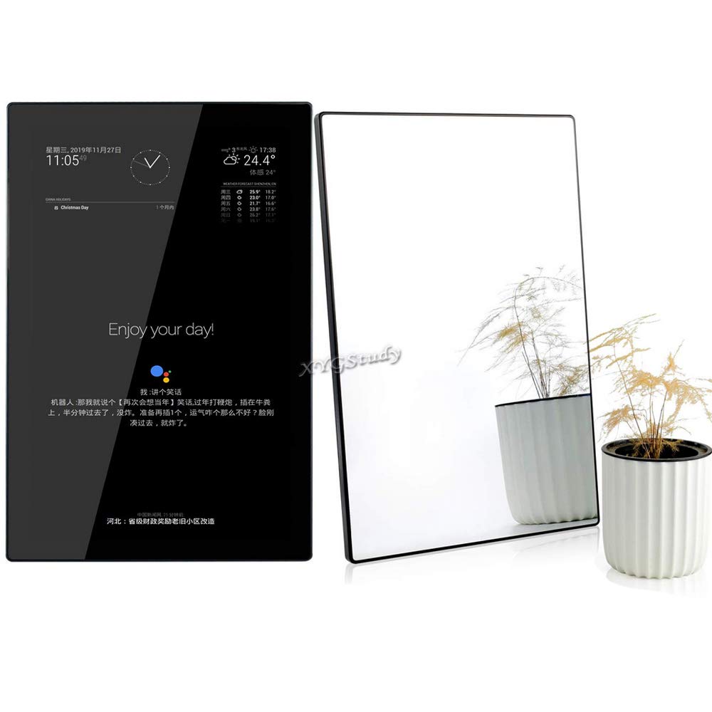 XYGStudy 13.3 inch IPS Display Monitor Capacitive Touch Control Panel Magic Mirror Screen Resolution 1920x1080 Voice Assistant with Raspberry Pi 3 A+ Inside Mini Computer Showing News Weather Time