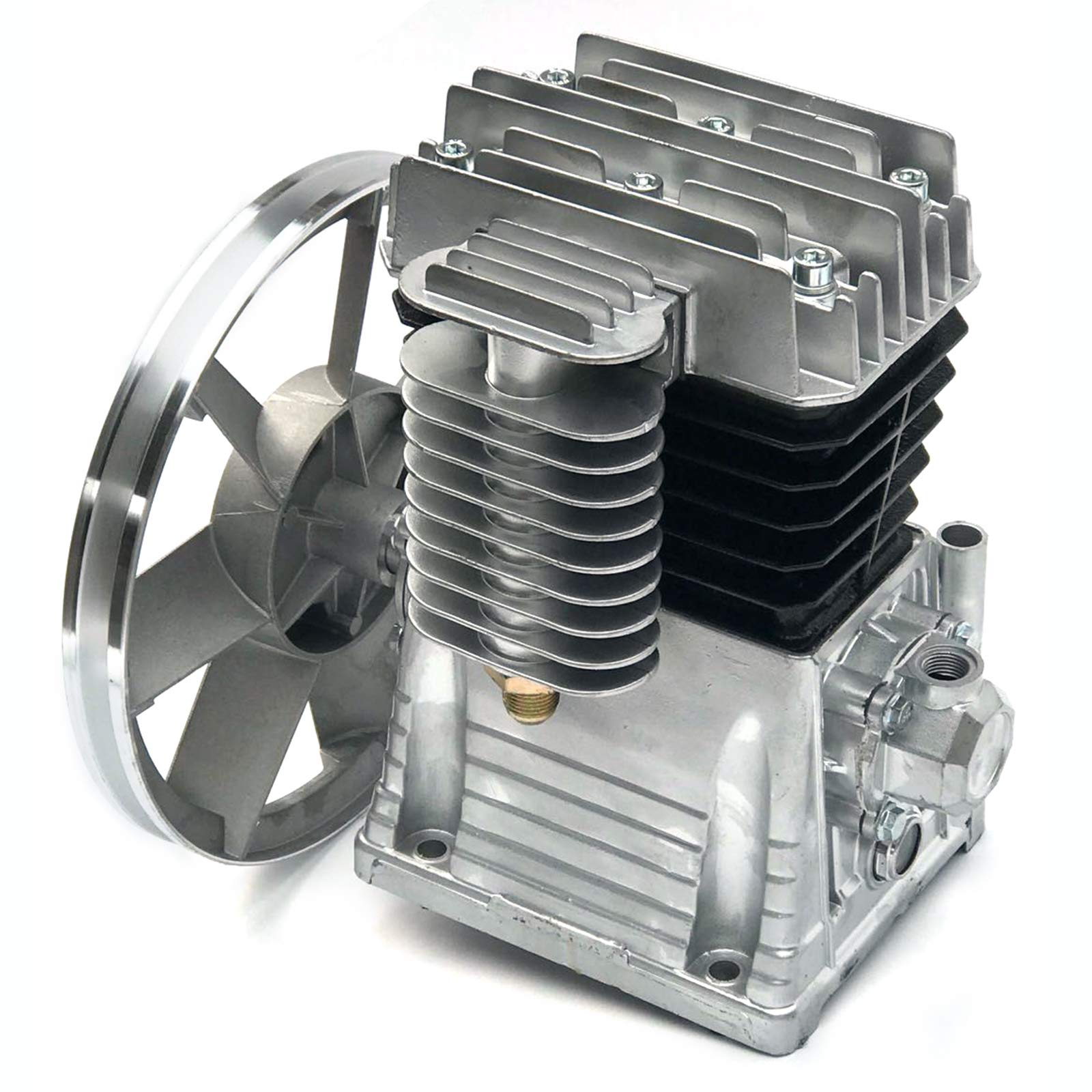 2HP Air Compressor Pump, 1.5KW Piston Twin Cylinder Air Compressor Head Pump Aluminum Oil Lubricated Pump With Silencer 175L/min Air Compressor Pump Replacement