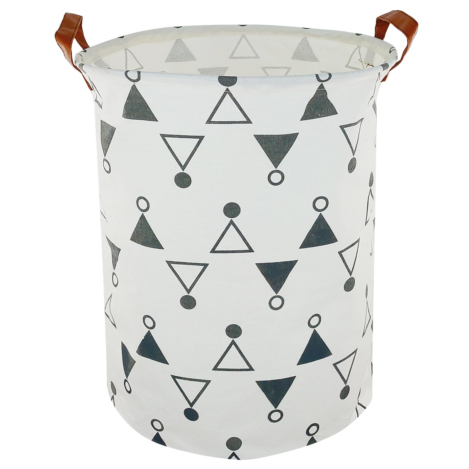 BOOHIT Triangle Kids Tall Fabric Toy Storage Laundry Basket Room Decor Fabric Baby Nursery Cute Hamper Large Collapsible Storage Bin Birthday Halloween Christmas Gift(Grey White Circular Triangle)