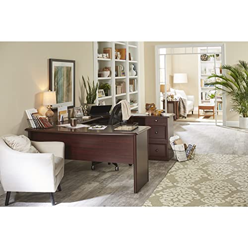 RealspaceĀ® Broadstreet 65"W U-Shaped Executive Desk, Cherry