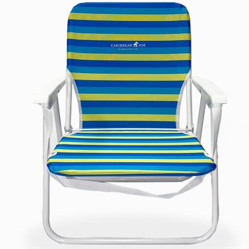 Caribbean Joe Folding Beach Chair, 1 Position Lightweight and Portable Foldable Outdoor Camping Chair with Carry Strap, Bold Stripe