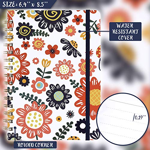 Ruled Notebook/Journal - Lined Journal with Premium Thick Paper, 8.5" X 6.4", College Ruled Spiral Notebook/Journal, Banded with Exquisite Inner Pocket, Waterproof Hardcover with Colorful Pattern