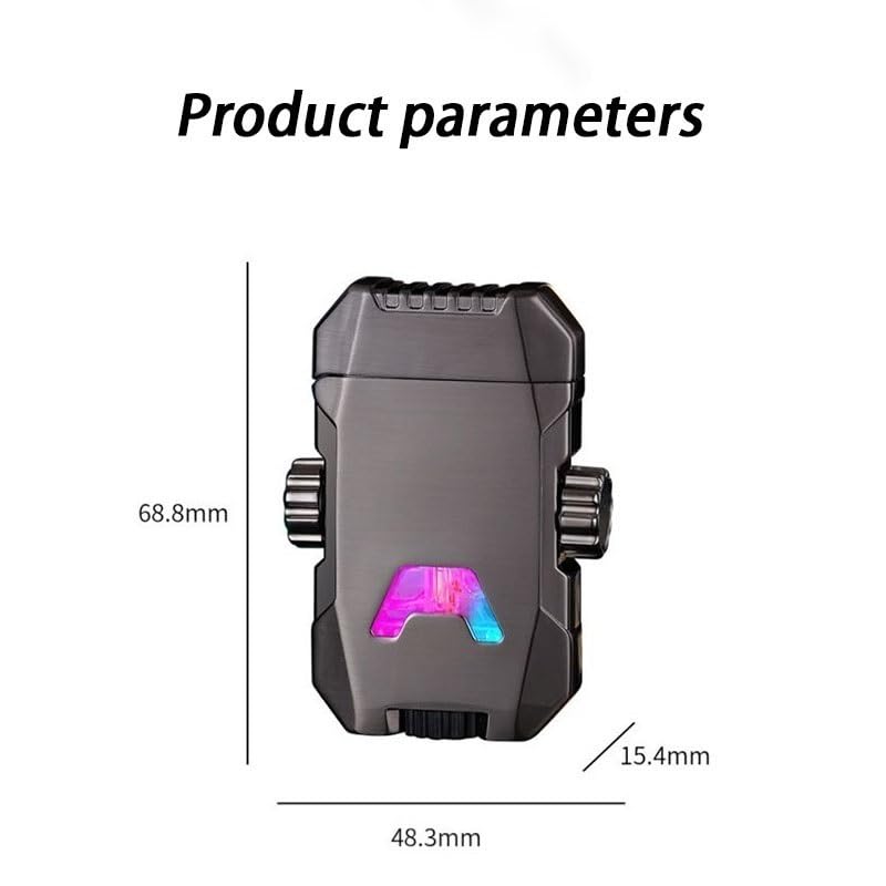 2024 New Gas Lighter, Transparent Gas Window, Double Flame, Reusable, Adjustable Flame Size, Suitable for Boyfriend Girlfriend Father, Daily Use (Color : C3)