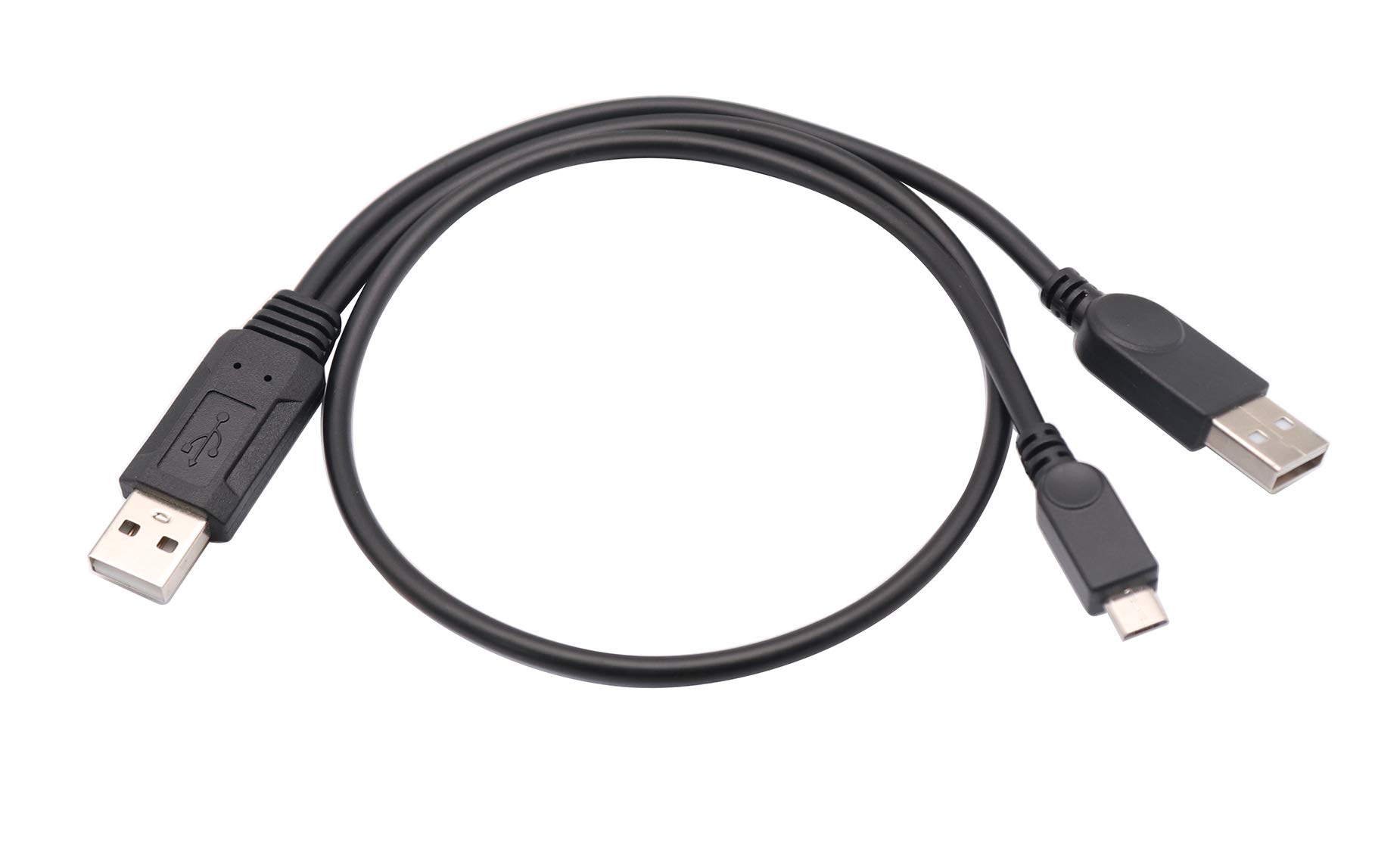 zdyCGTime USB 2.0 A Dual Power Micro Cable, USB 2.0 A Male to USB 2.0 A +Micro USB Male Y Adapter Charging Cable for Samsung, HTC, Tablet and More Extension Cable (1.7 ft)