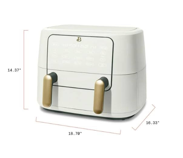 9QT TriZone Air Fryer with White Icing by Drew Barrymore - Large Capacity, Healthy Cooking, and Sleek Design (White)"
