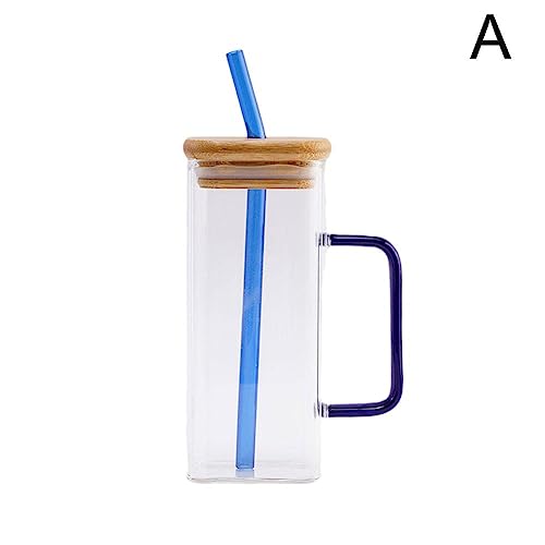 400ml Square Glass Cup With Lid And Straw Transparent Coffee Cup Cup Drinking Mocha Juice Wine Milk O6j7 Bubble C Beer Glass Tea