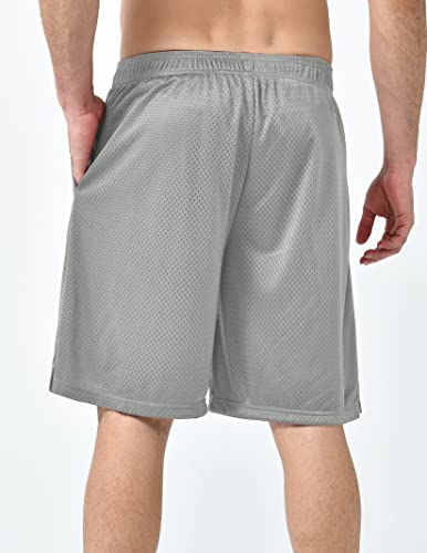 5 Pack: Mens Athletic Shorts, 9" Mesh Basketball Shorts Men Active Gym Shorts with Pockets (Set 1, Large)