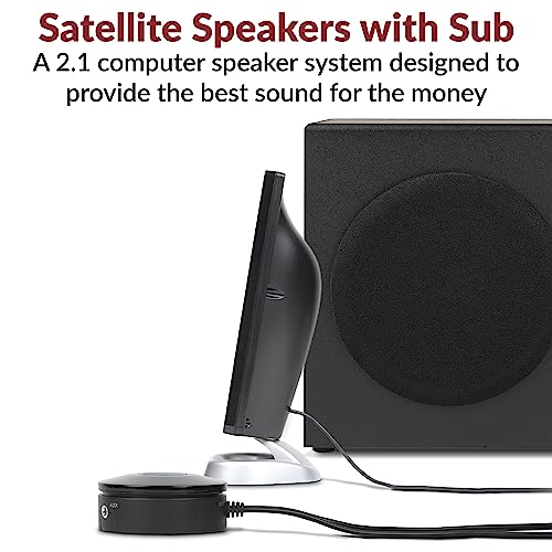 Cyber Acoustics 2.1 Subwoofer Speaker System with 18W of Power – Great for Music, Movies, Gaming, and Multimedia Computer Laptops (CA-3090)