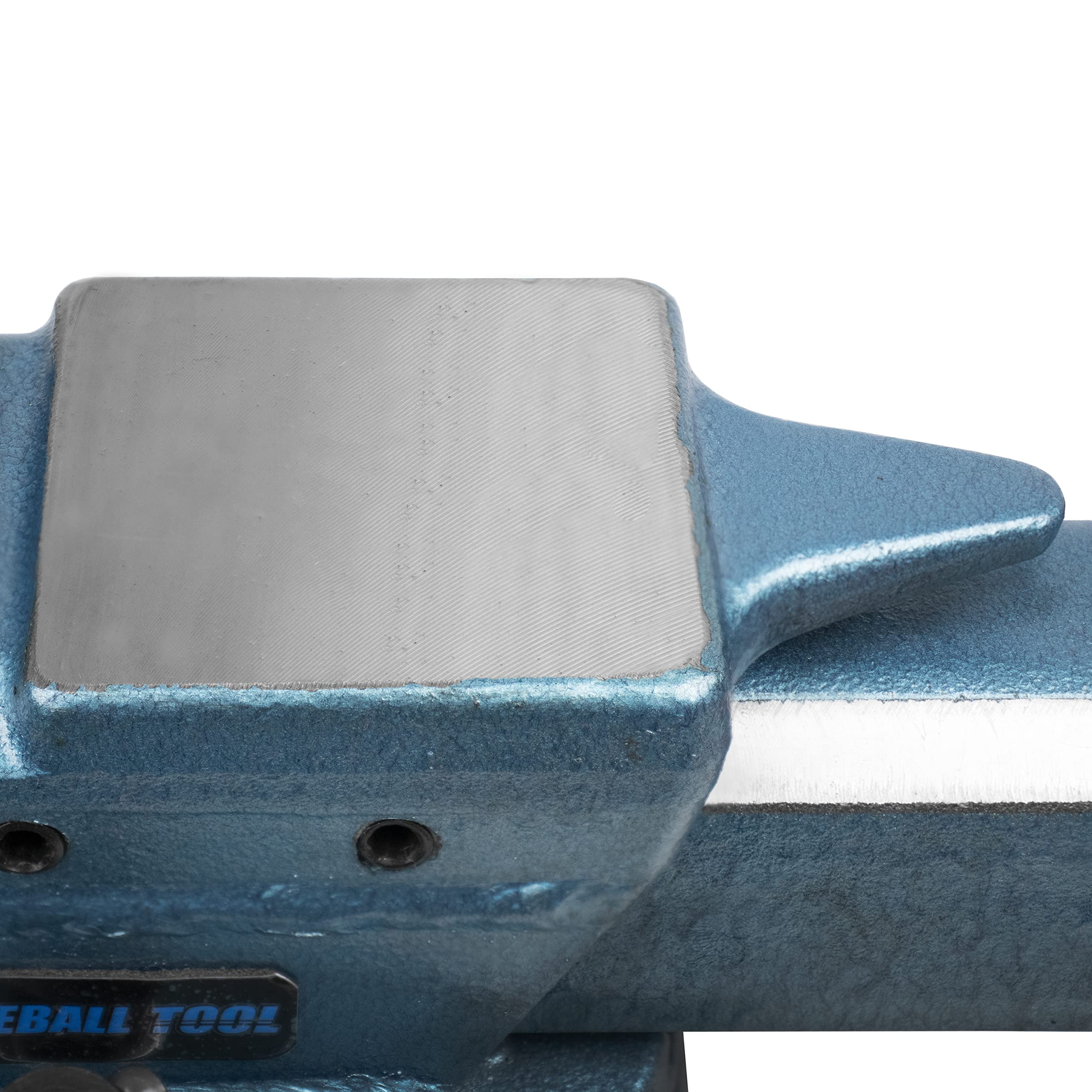 5" Forged Steel Bench Vise, 4 Point Swivel, 90,000 PSI Tensile Strength Forged Steel, Black Oxide Jaws, Large Machined Anvil - Fireball Tool