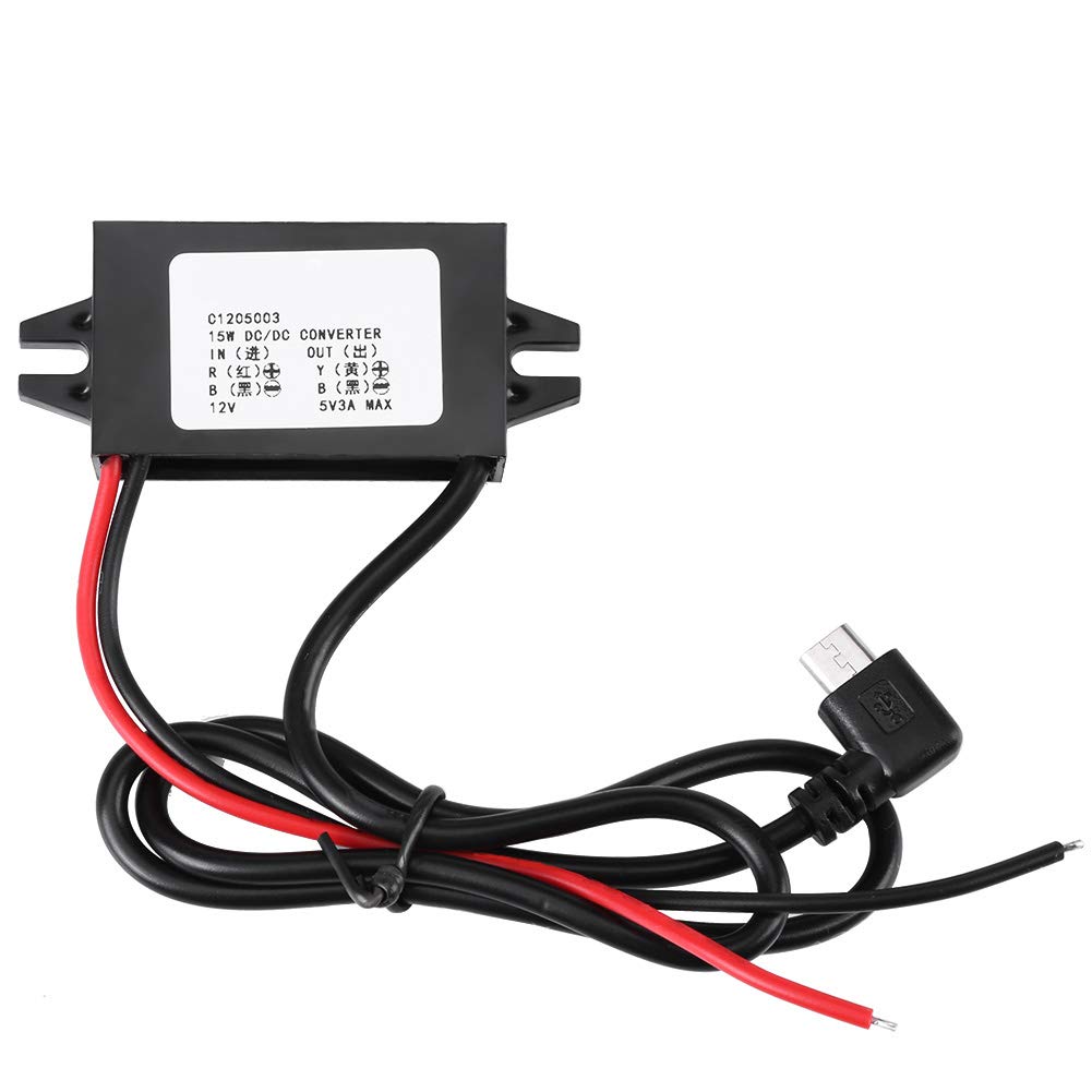 DC-DC 12V to 5V 3A Micro USB Converter Voltage Step Down Regulator Waterproof Power Converters for Car Smartphone