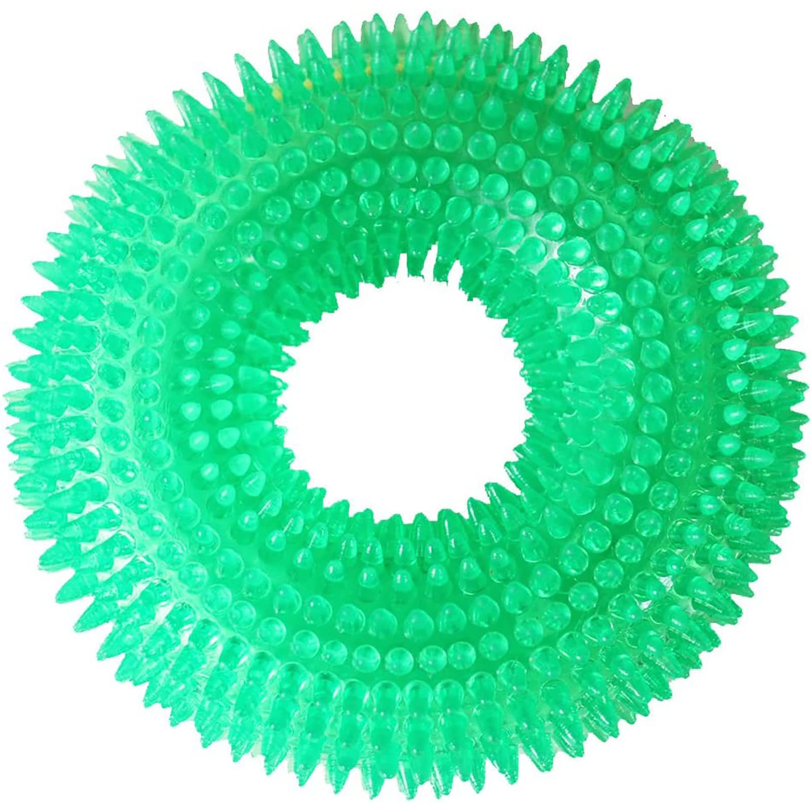 ADUCK Dog Squeaky Chew Toys for Aggressive Chewers Dental Teething Cleaning [Non-Toxic Soft Natural Rubber], Cute Crystal Ring Design -4.92 inches (Crystal Green)