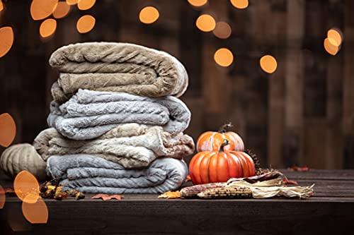 Chanasya Faux Fur Ombre Throw Blanket - Super Soft, Lightweight Minky Blanket with Fuzzy Sherpa Side - 50" x 65β - Brown