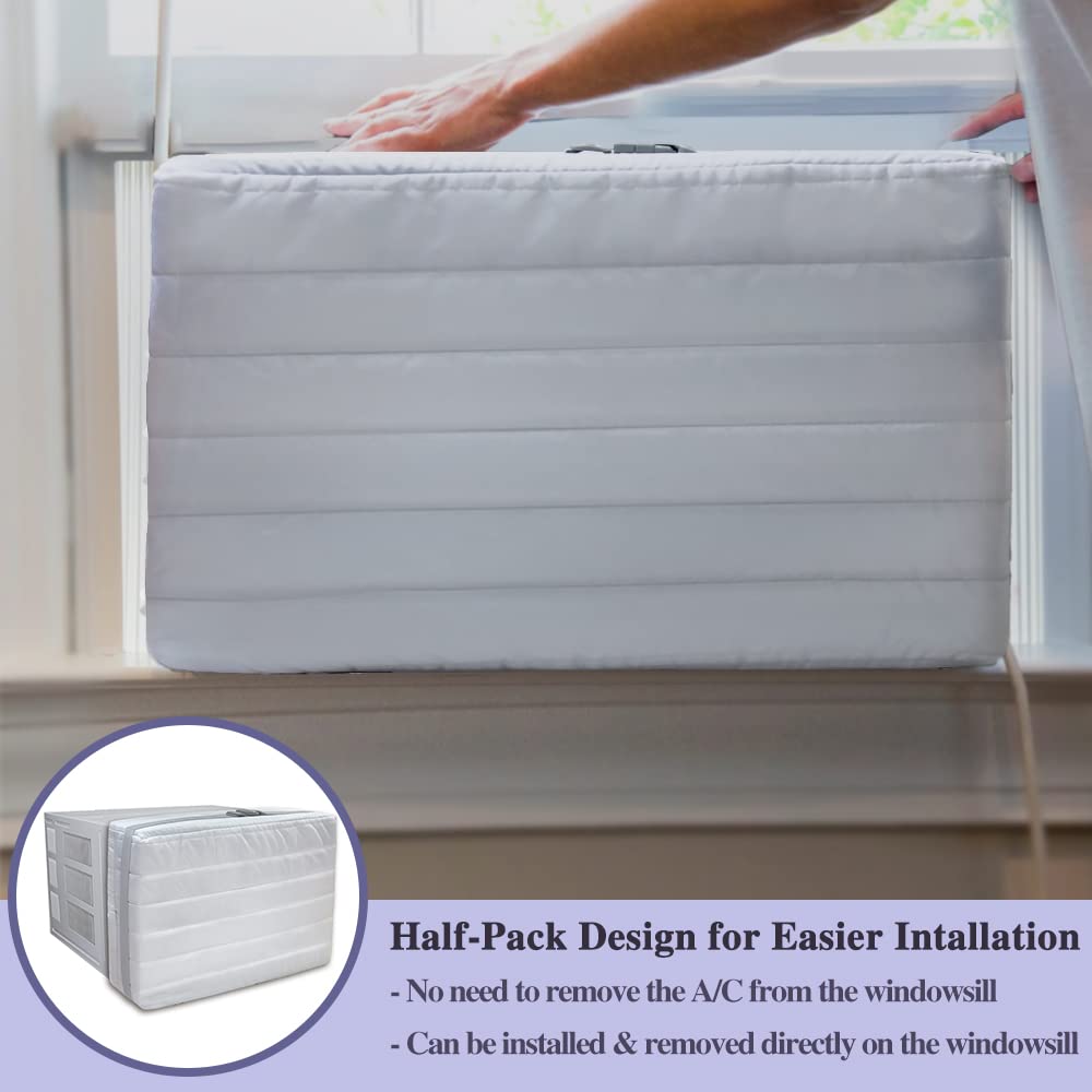 Indoor Air Conditioner Cover for Window Units, Inside Window AC Cover for Winter, fits up to 25"x 18" x 3.5"(Light Gray)