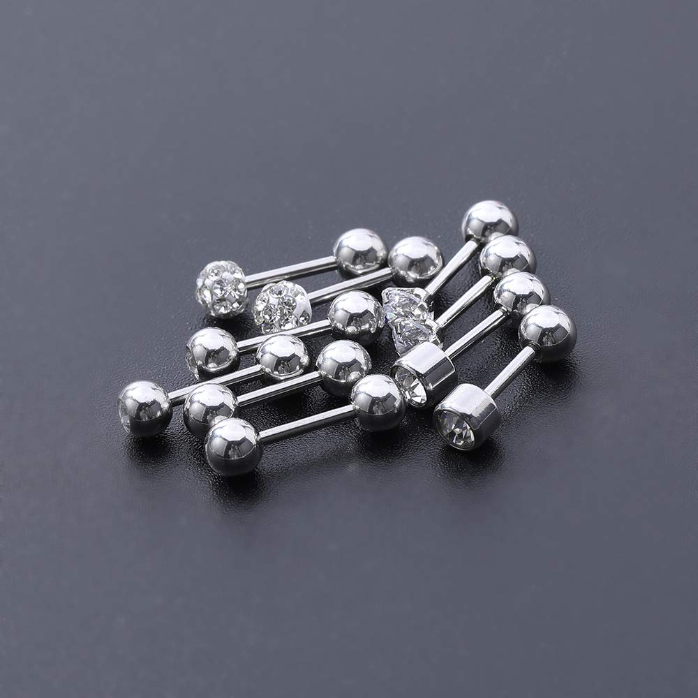 5 Pairs Ball Stud Earrings Stainless Steel 18G Barbell Gartilage Earrings Helix Earrings 4mm CZ Ear Piercing Set (Silver)