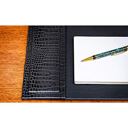 Dacasso Crocodile Embossed Leather Desk Set, 3pcs, Black