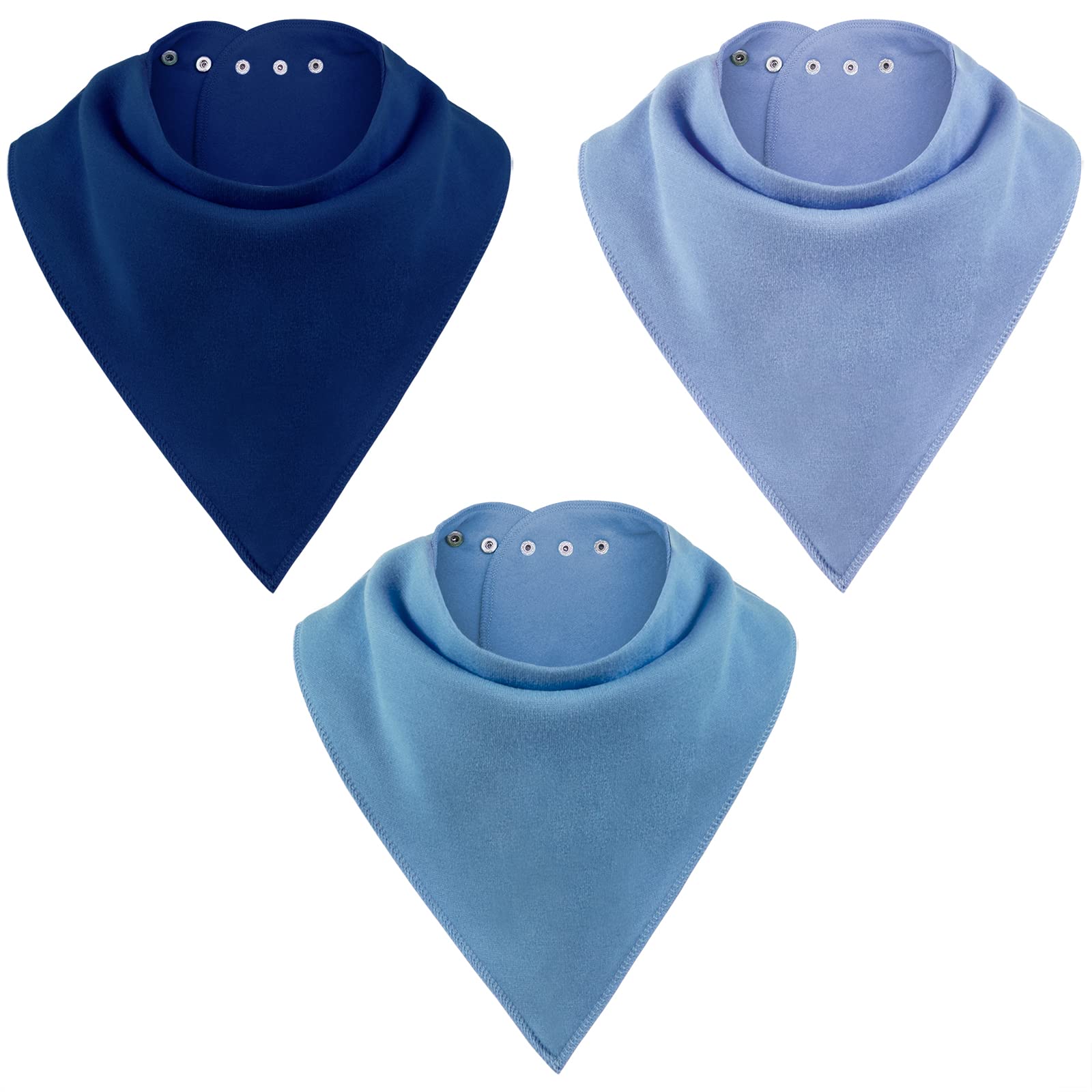 Adult Drool Bib for Special Needs, 3 Pk Soft Absorbent Large Bandana Bibs Set for Kids 4+, Men Women, Teens & Adults, Special need bibs for Teens, Washable adult drool bibs 3 Blues Combo
