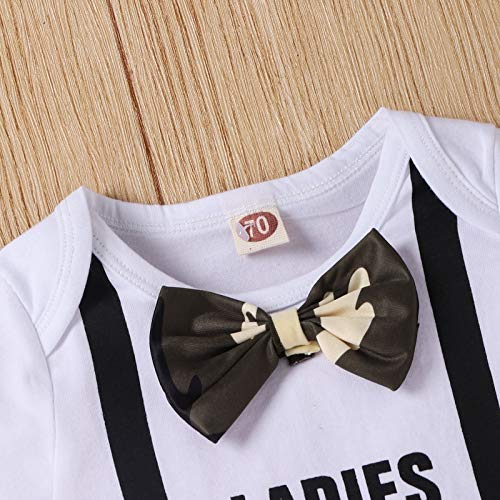 Tikoubabe Baby Boy Clothes Stuff Infant Summer 3 Piece Outfits Newborn Cute Letter Printed Romper Short Sleeve + Pants + Hat Funny Letter Printed Straps Camo 70cm