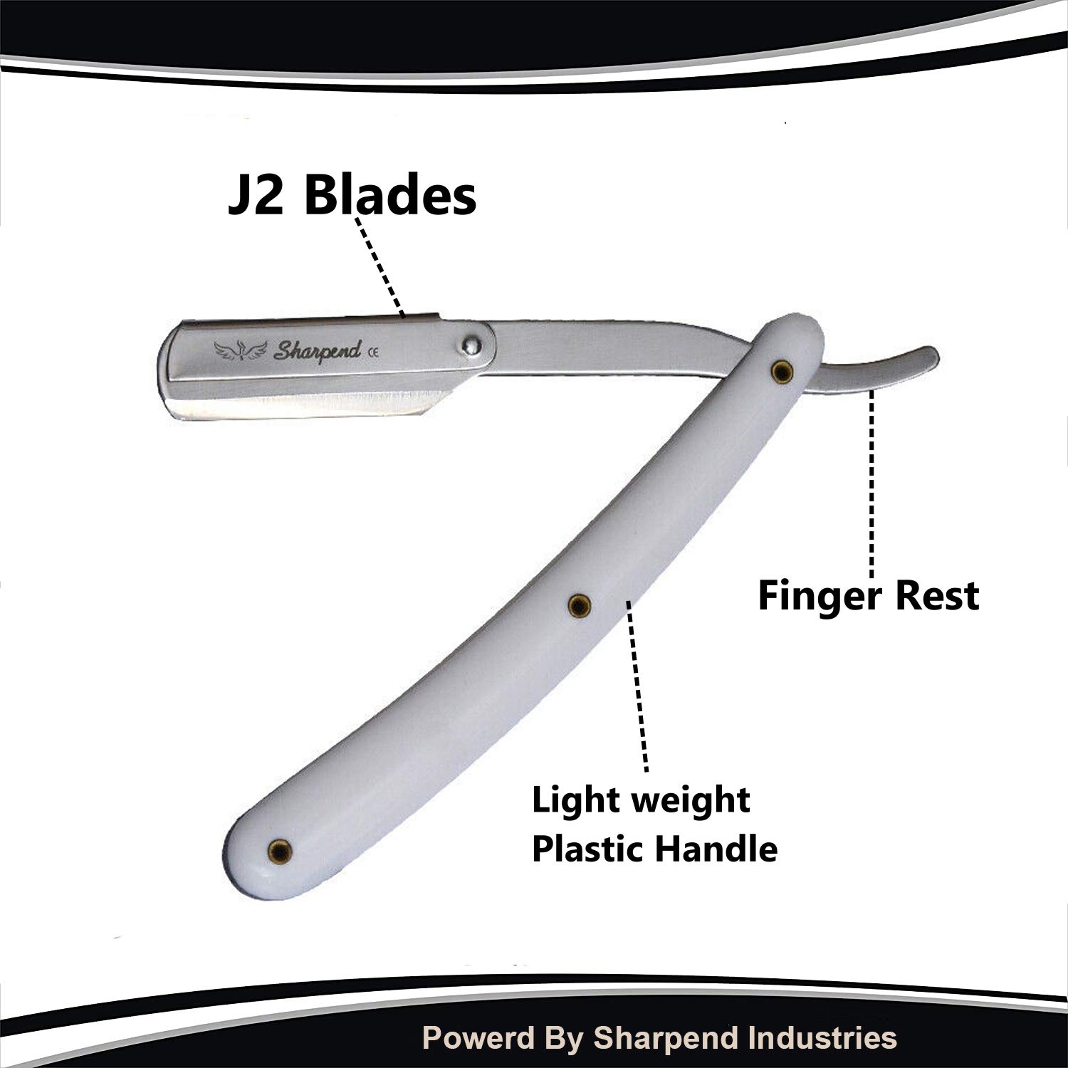 Plastic Handle Straight Edge Barber Razor Salon Quality Cut Throat Shavette, Perfect Straight Edge Razor Beard Kit,Durable Barber Razor Kit with 10 Double- Edge Straight Razor Blades, Straight Razor