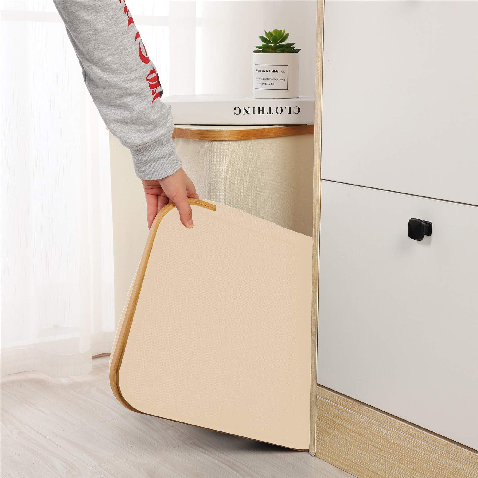 Laundry Hamper with Wheels, Collapsible Laundry Baskets with Dual Handles - Dirty Clothes Hamper for Bedroom, Dorm Laundry Basket