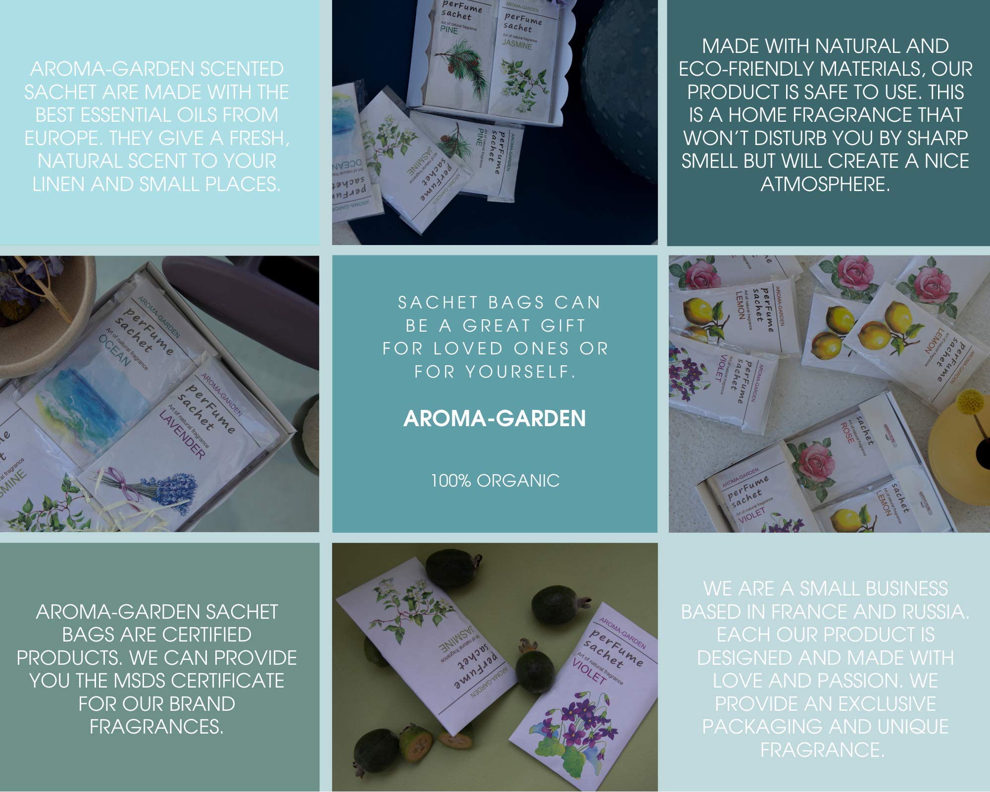Aroma-Garden Scented Sachet, 12 Pack -Spring Break- Home Fragrance Sachets for Drawers, Closets, Room. Scented Sachet Violet & Jasmine.