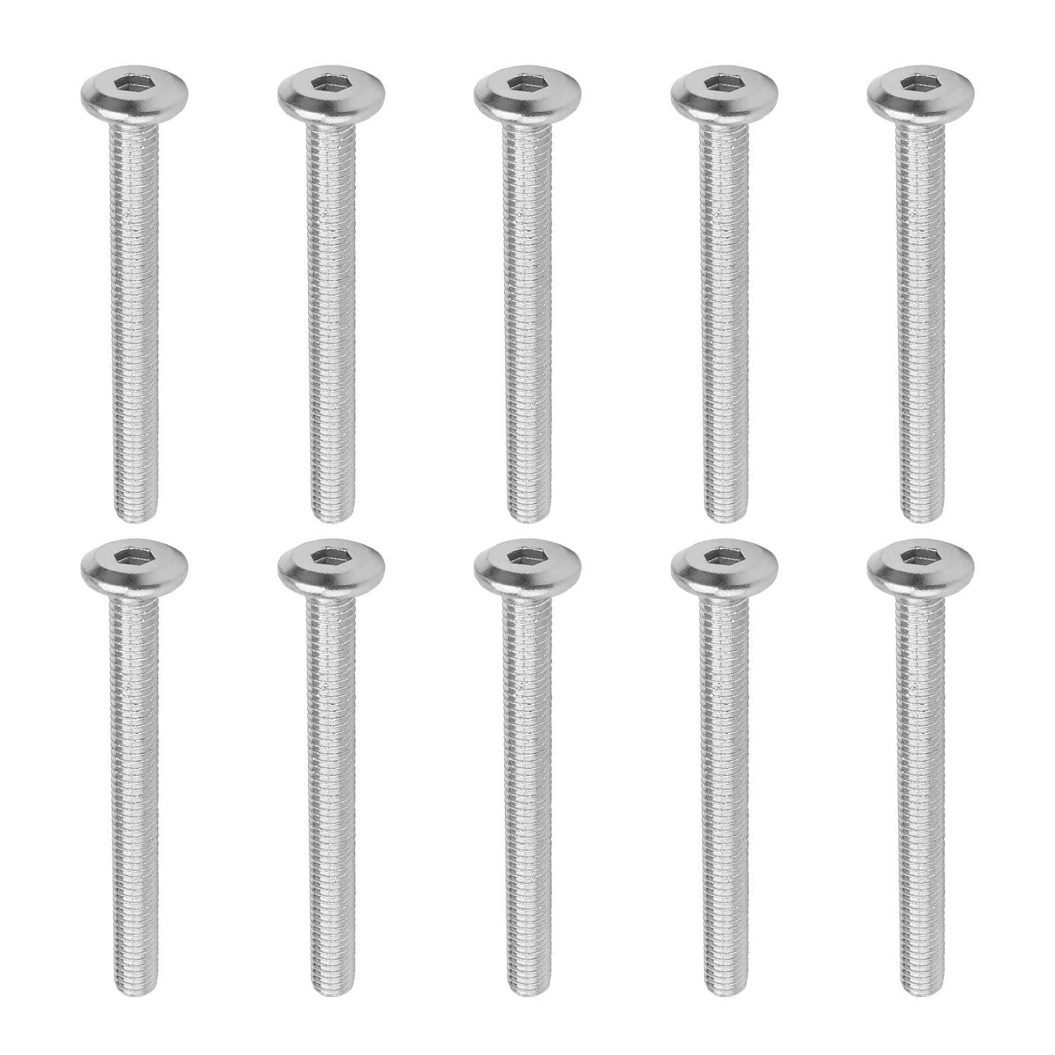 MroMax 10Pcs M6 x 60mm Flat Head Hex Socket Cap Screws Bolts, Nickel Plated Carbon Steel Fully Threaded Furniture Screws for Assemble Cabinets, Baby Beds, Tables and Chairs