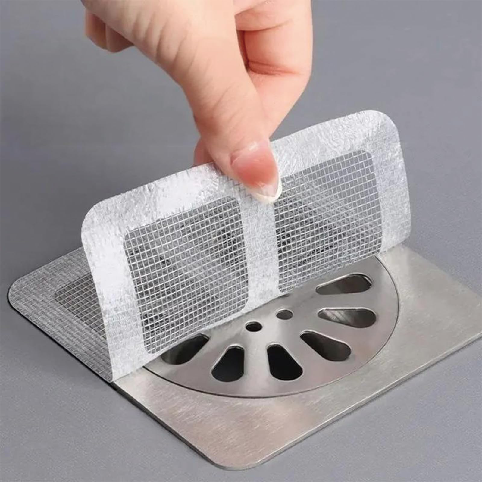 50Pack Disposable Shower Drain Hair Catcher 4" X 4" Drain Hair Catcher Mesh Stickers Shower Drain Mesh Stickers for Bathroom Accessories, Kitchen, Sink, Bathtub