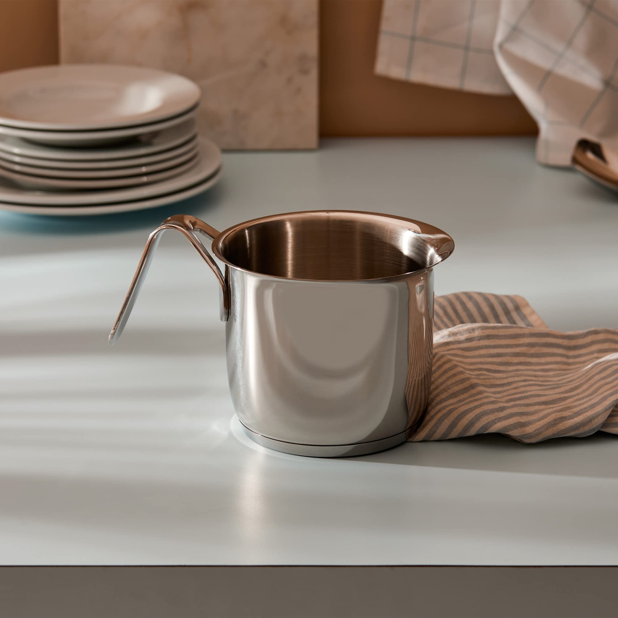 A Di Alessi,AJM302 "POTS & PANS", Milk boiler in 18/10 stainless steel mirror polished,2 qt ¼ oz