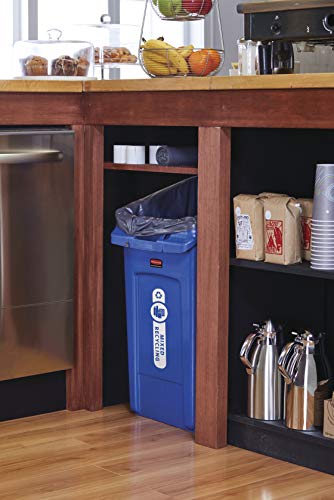Rubbermaid Commercial Products 2026721 Slim Jim Under-Counter Trash Can with Venting Channels, 23 Gallon, Gray